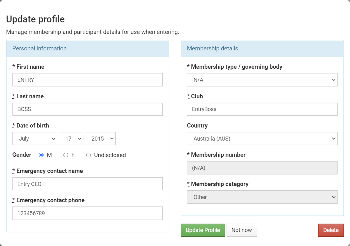 How to edit data on a profile
